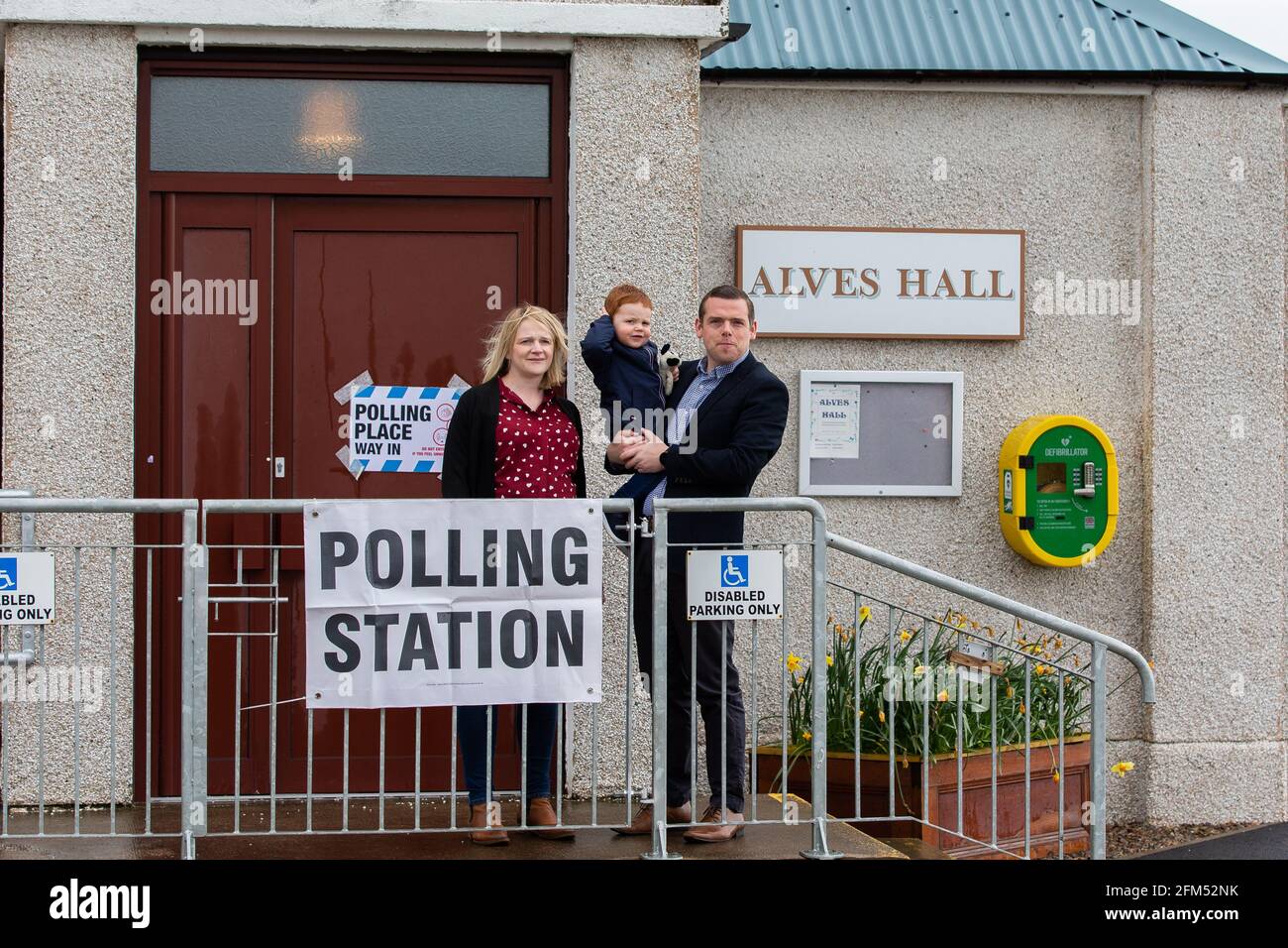 Scottish Conservative leader Douglas Ross arrives with his wife Krystle ...