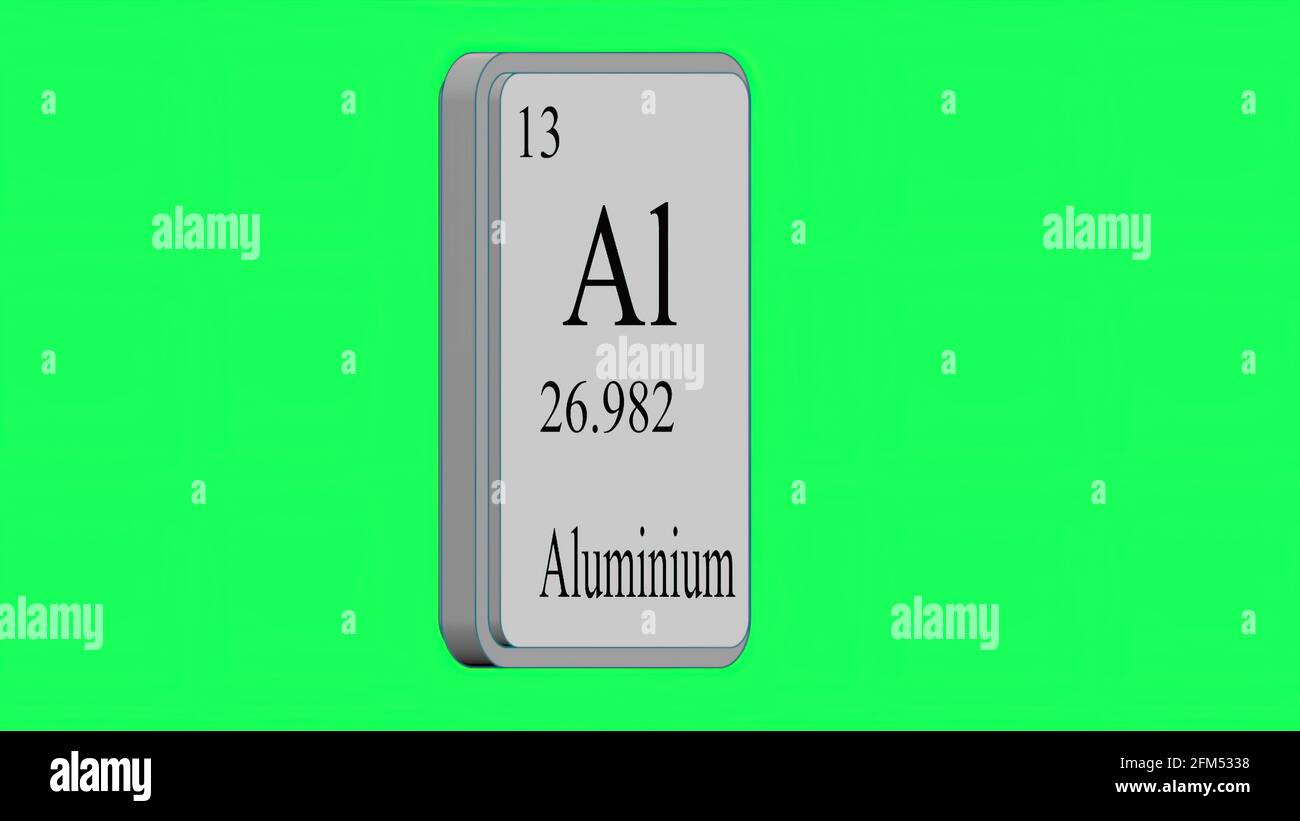 3D illustration - Aluminium. Element of the periodic table of the ...