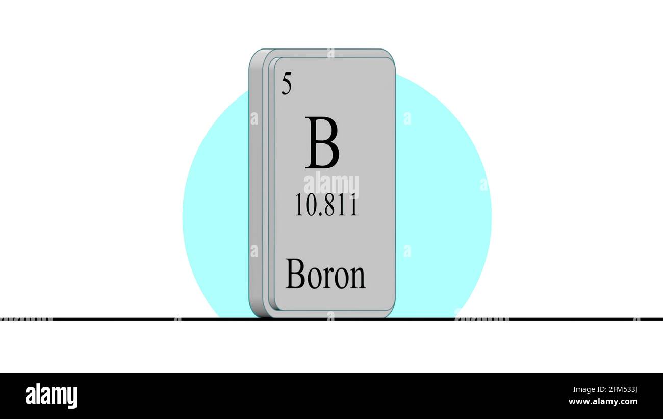 3D illustration - Boron. Element of the periodic table of the Mendeleev ...