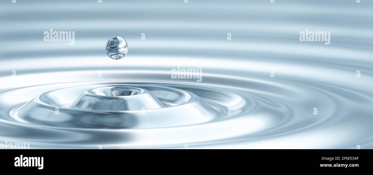 abstract water drop ripples water surface with metallic design and ...