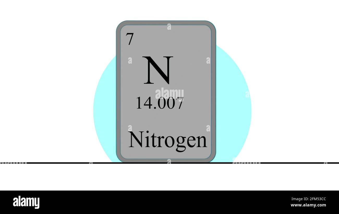3D illustration - Nitrogen. Element of the periodic table of the ...