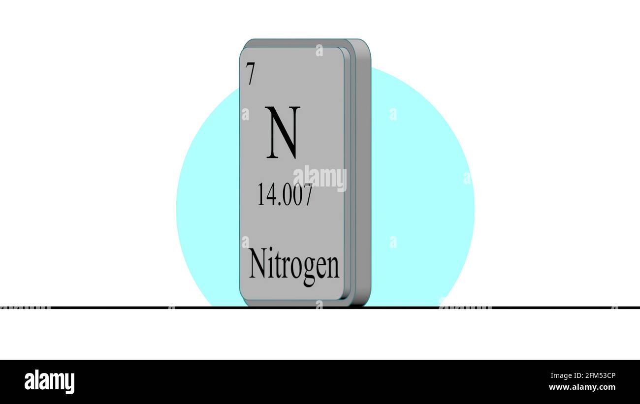 3D illustration - Nitrogen. Element of the periodic table of the ...