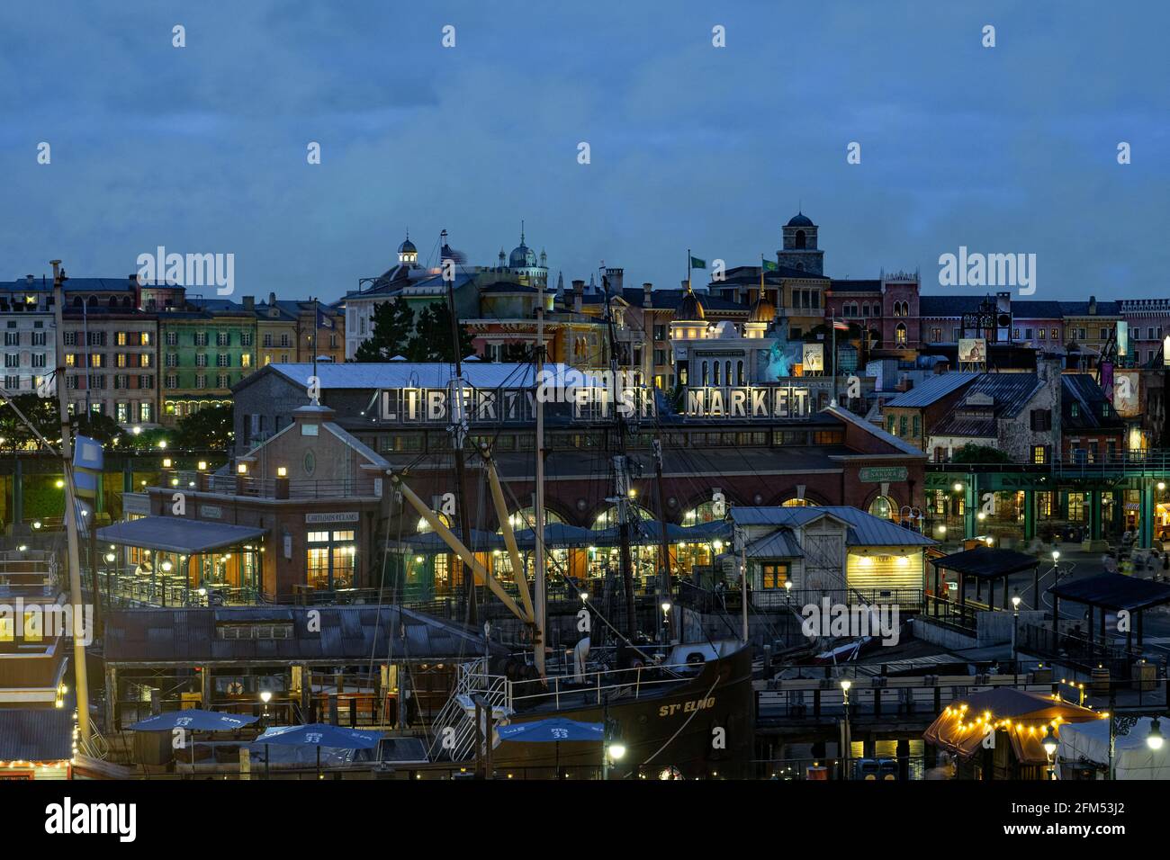 URAYASU, CHIBA, JAPAN - Sep 25, 2020: A nighttime view of the American ...