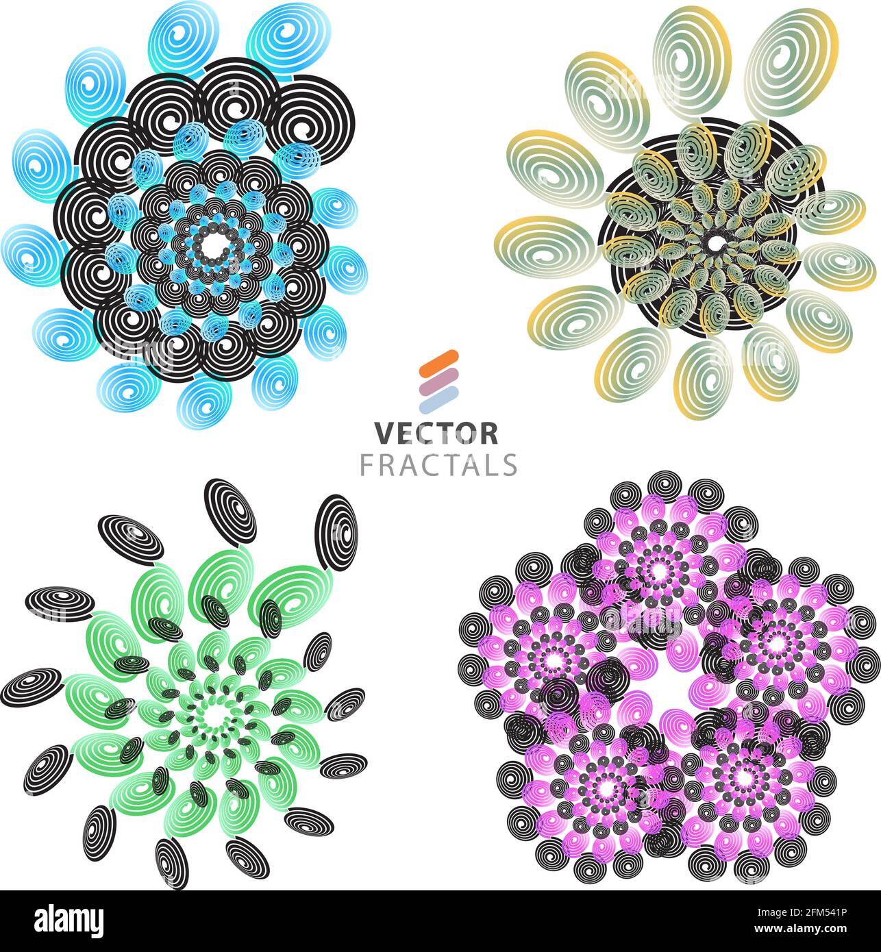 Vector colorful fractal flower creative design collection Stock Vector ...
