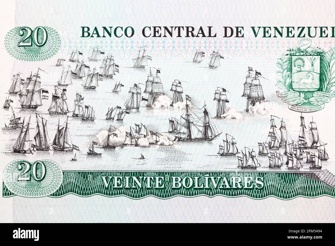 Naval battle at Maracaibo from Venezuelan money Stock Photo - Alamy