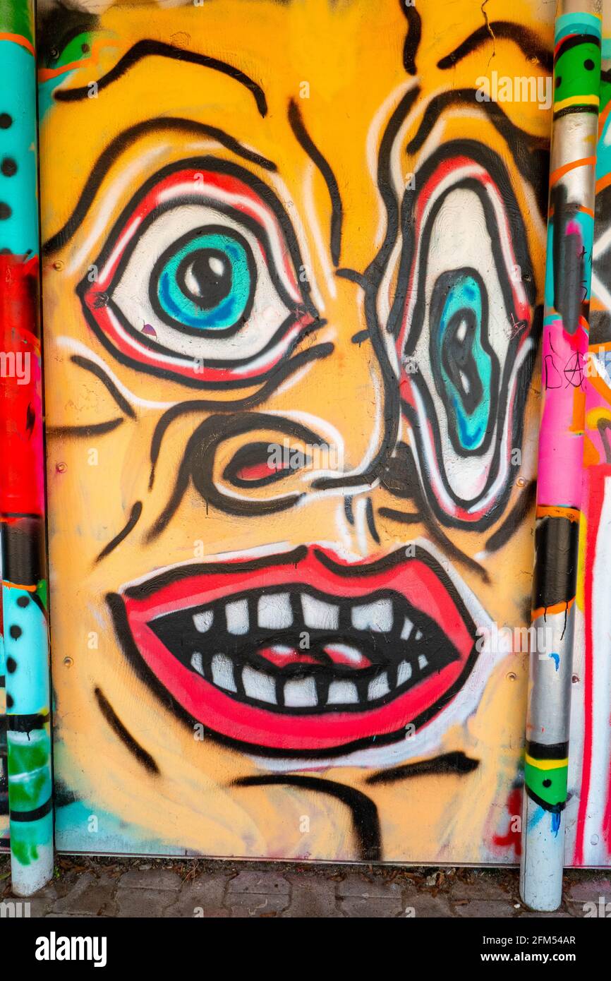 colorful graffiti face with mouth Stock Photo - Alamy