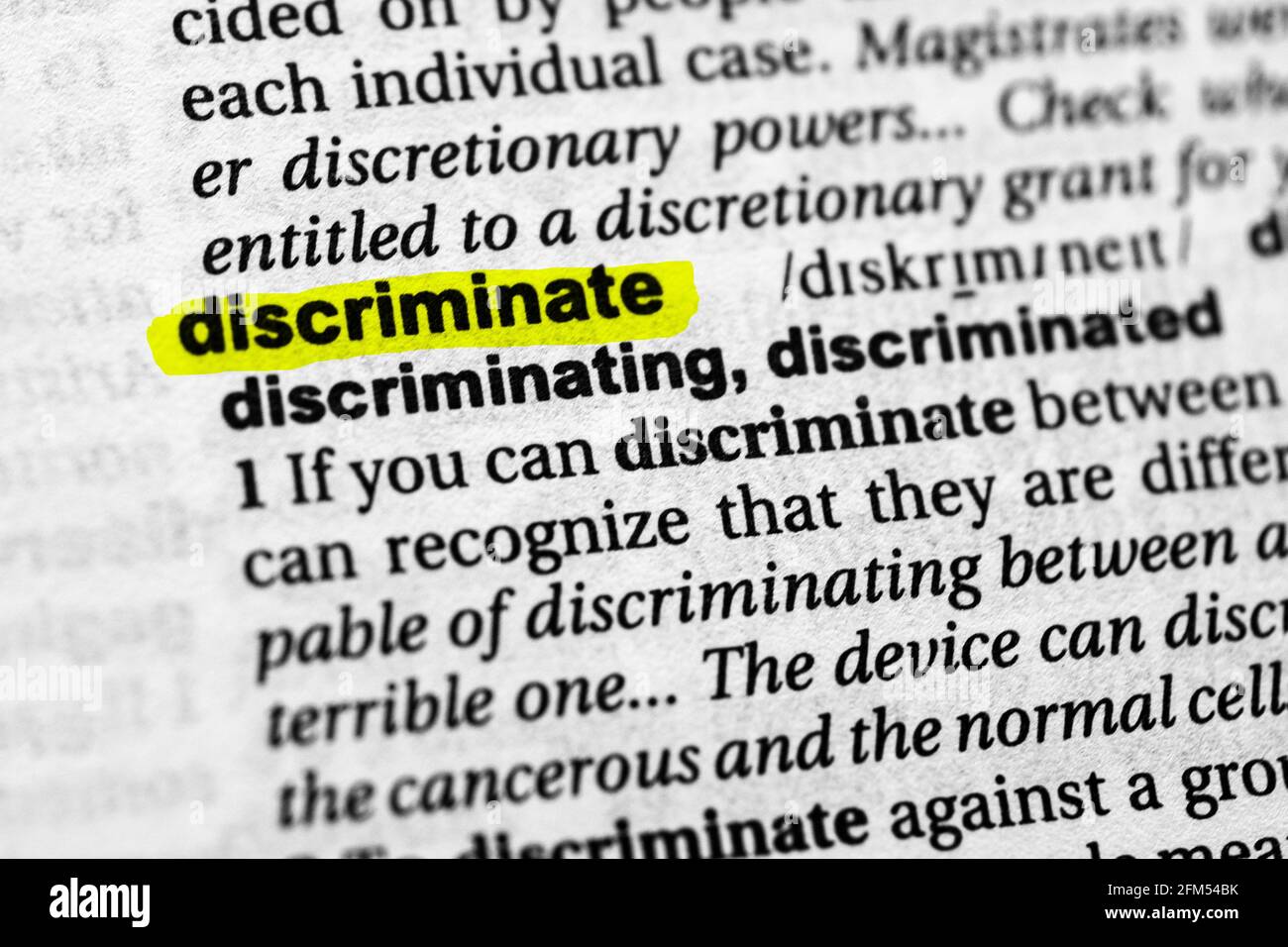 Highlighted word discriminate concept and meaning Stock Photo - Alamy