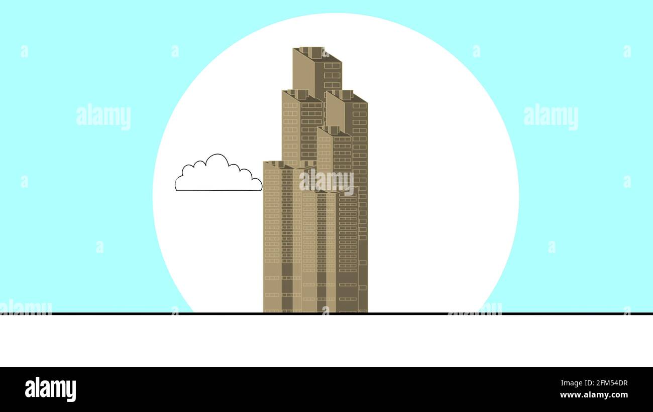 3D illustration - render of skyscraper in flat cartoon style Stock ...