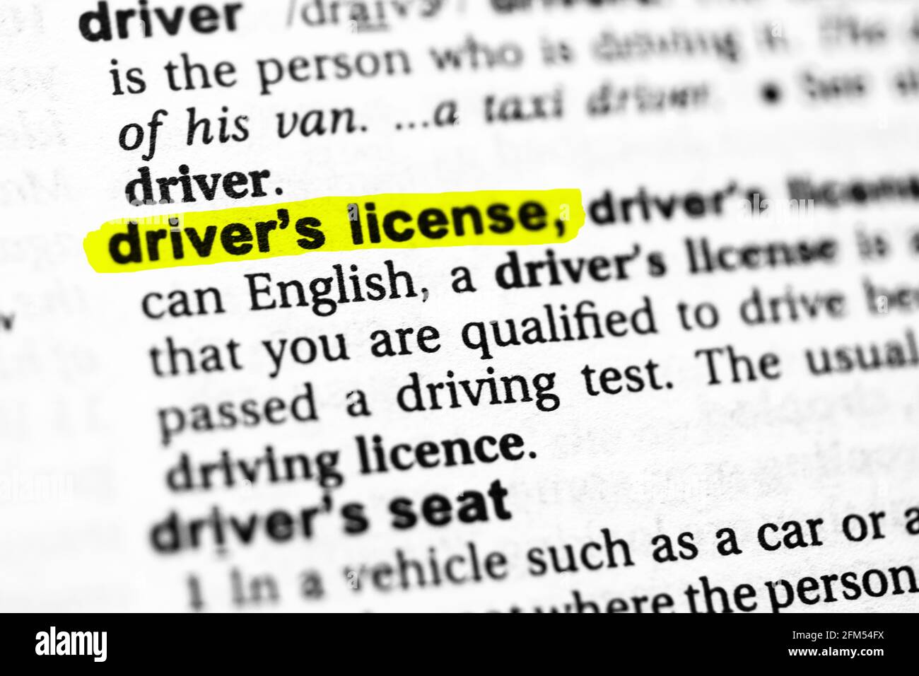 Highlighted word driver's license concept and meaning Stock Photo - Alamy