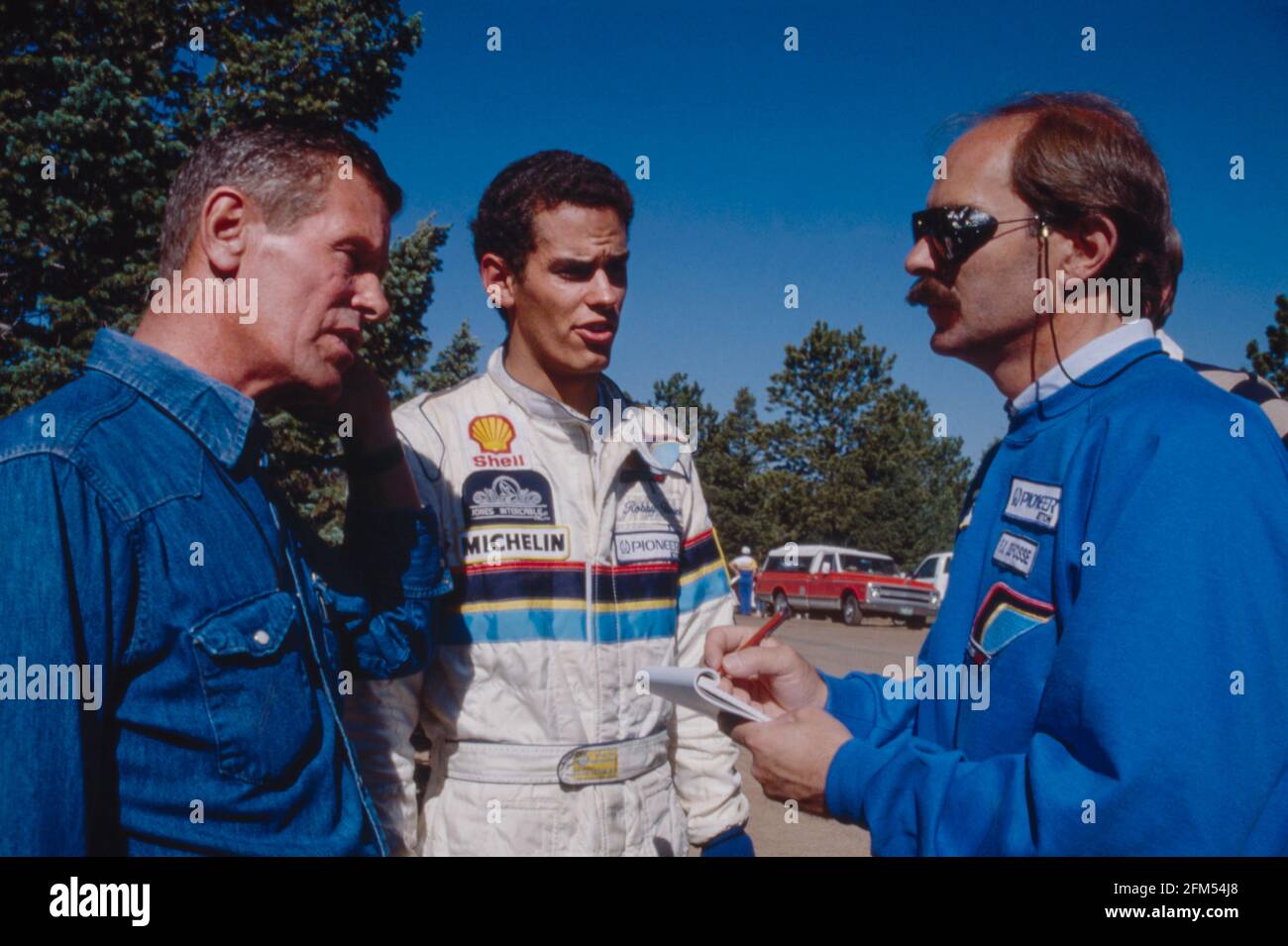 Bobby Unser with his son Robby and Peugeot engineer François Xavier ...