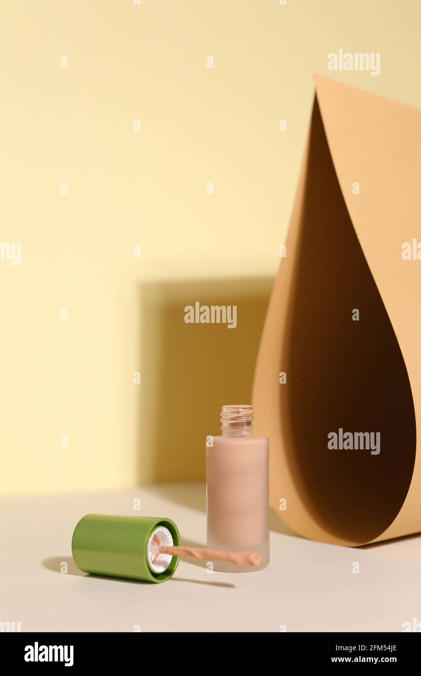 Foundation face make-up samples. Set of cosmetic liquid foundation or ...