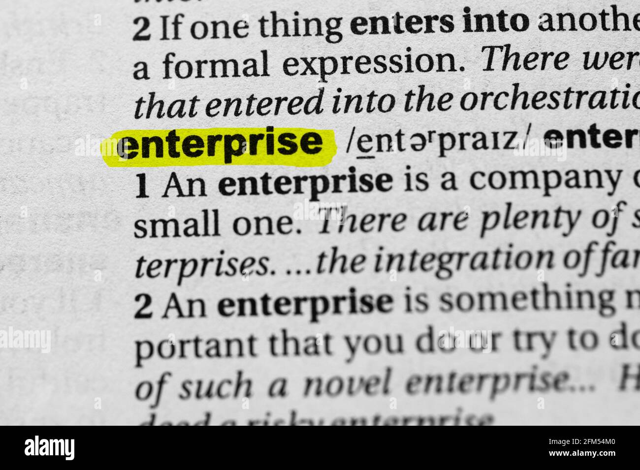 Highlighted word enterprise concept and meaning Stock Photo - Alamy