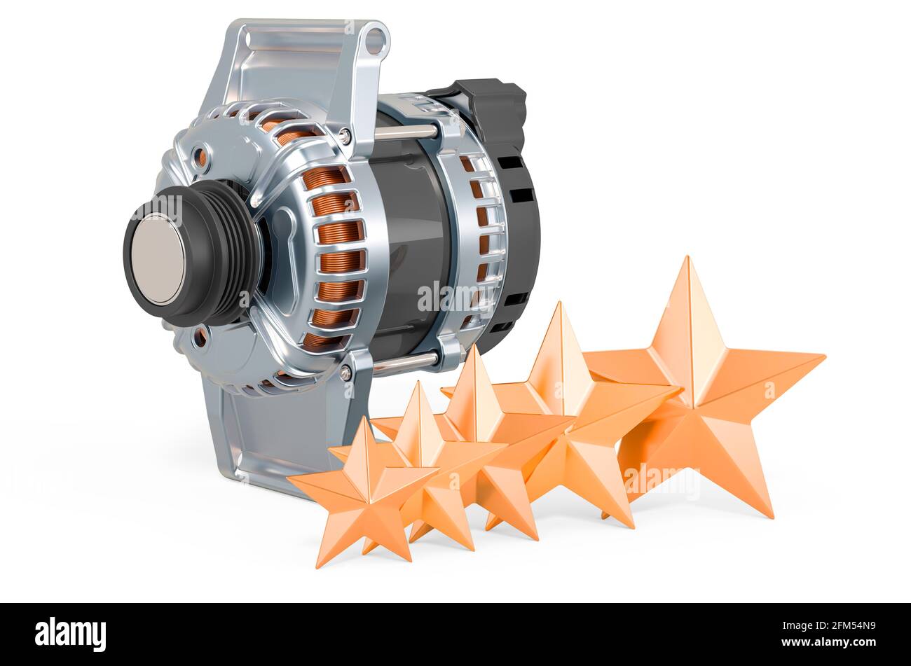 Rating of starters concept. Starter with five golden stars, 3D ...