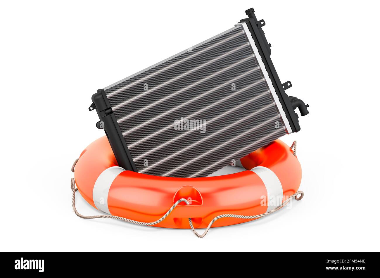 Car radiator with lifebelt. 3D rendering isolated on white background ...