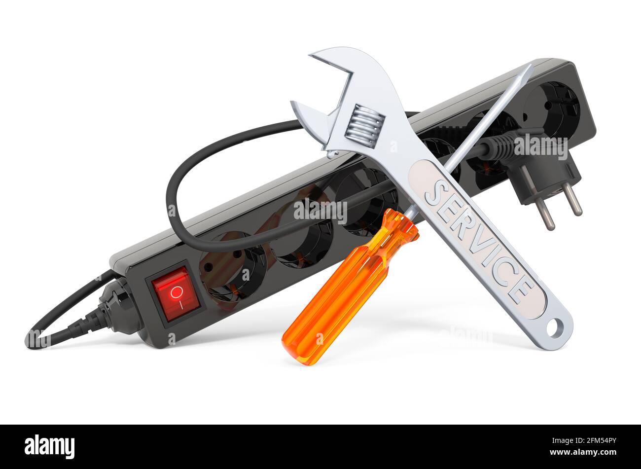 Service and repair of surge protector. 3D rendering isolated on white ...