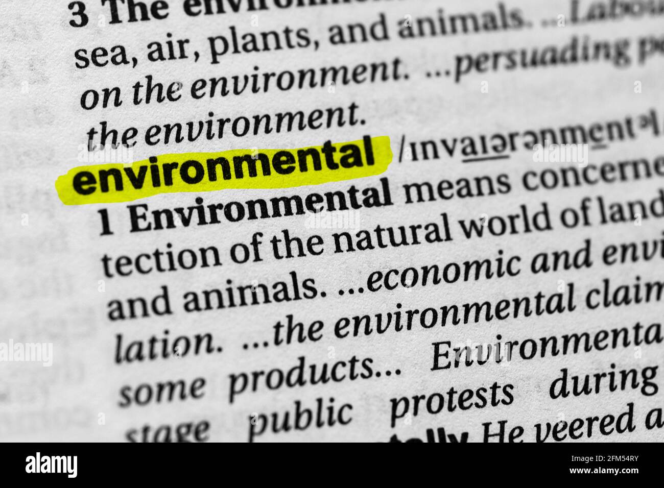 Highlighted word environmental concept and meaning Stock Photo - Alamy