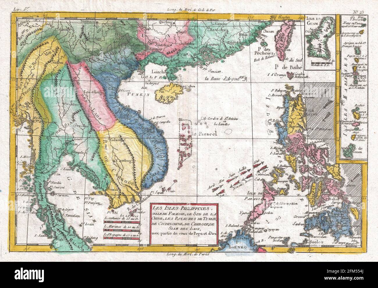 Vintage copper engraved map of Southeast Asia from 18th century. All ...