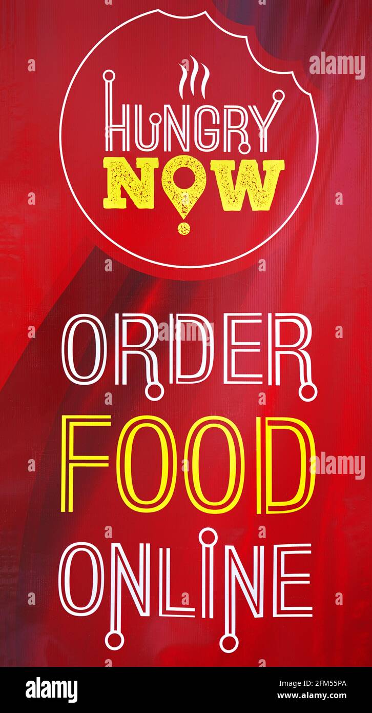 "Order food online" sign Stock Photo - Alamy