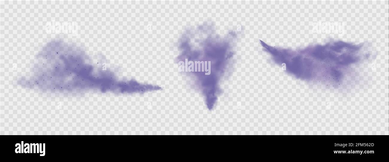 Purple dust or fog. Abstract purple powder explosion with particles ...