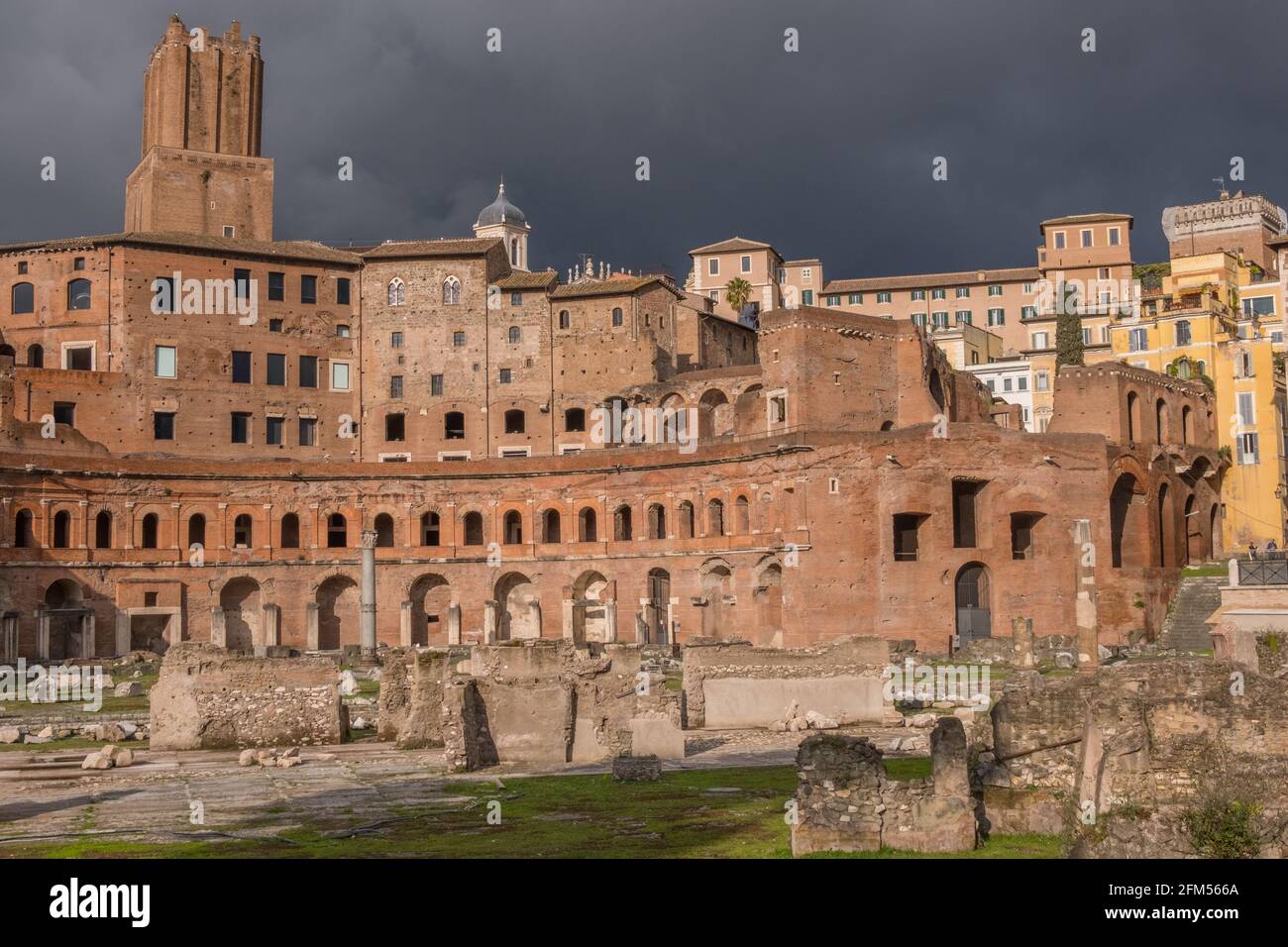 Beautiful view of Rome in Italy. The ancient historical ruins, famous ...