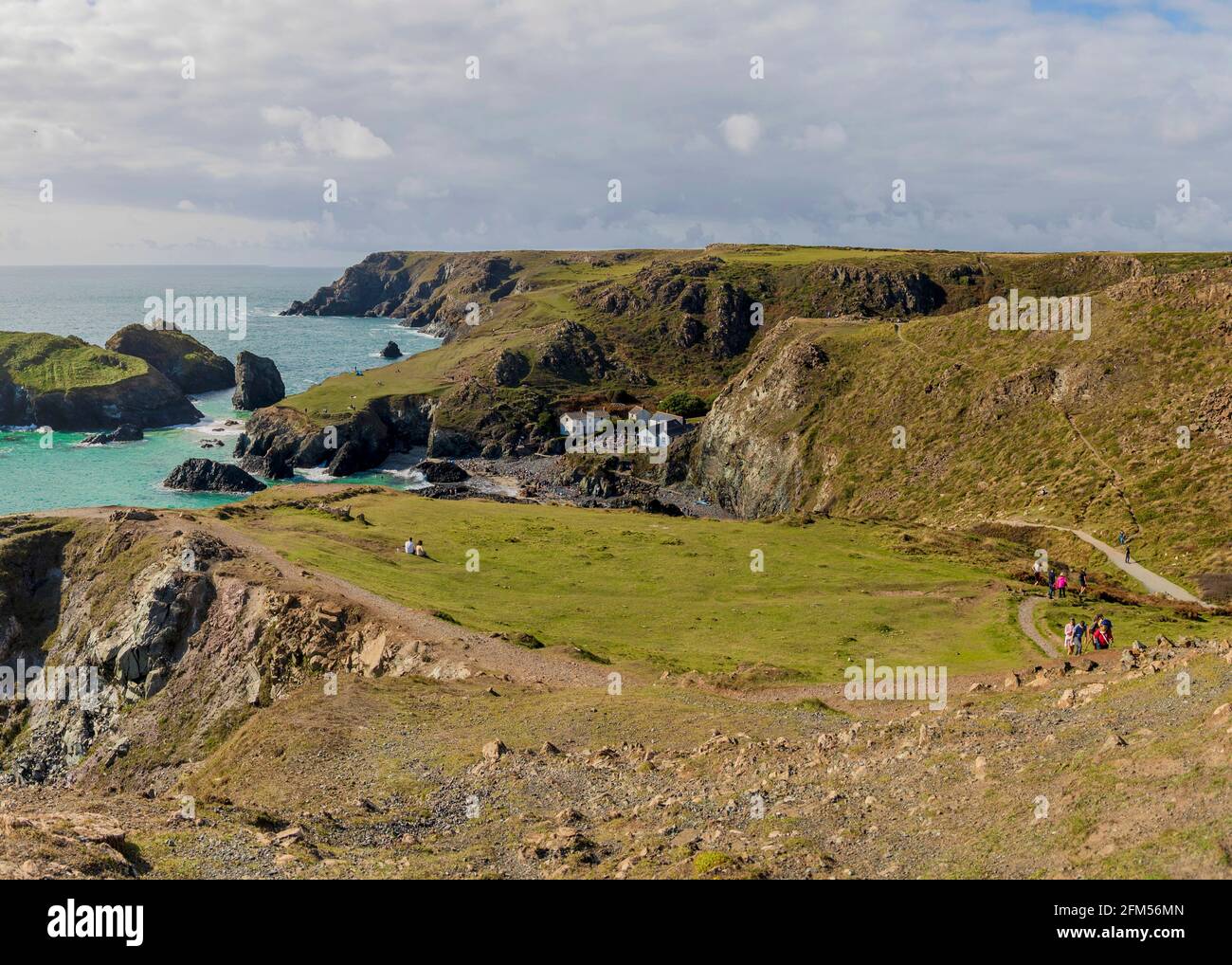 Panorama of Kynance Cove photographed from coastal footpath Stock Photo ...