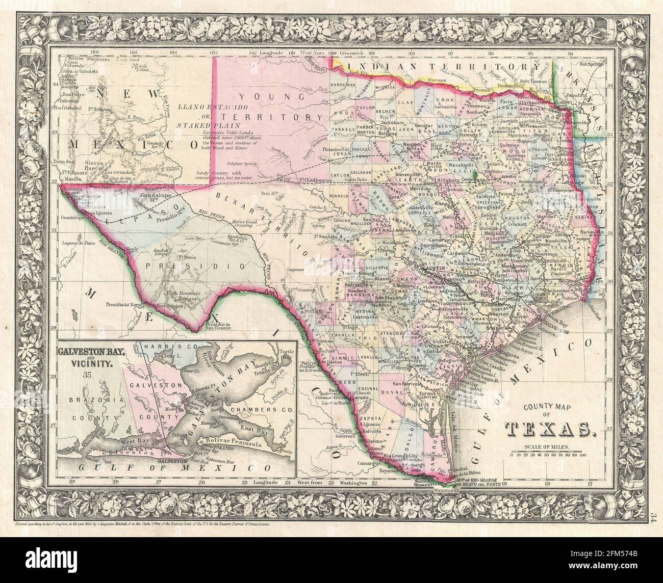 Vintage copper engraved map of Texas from 19th century. All maps are ...
