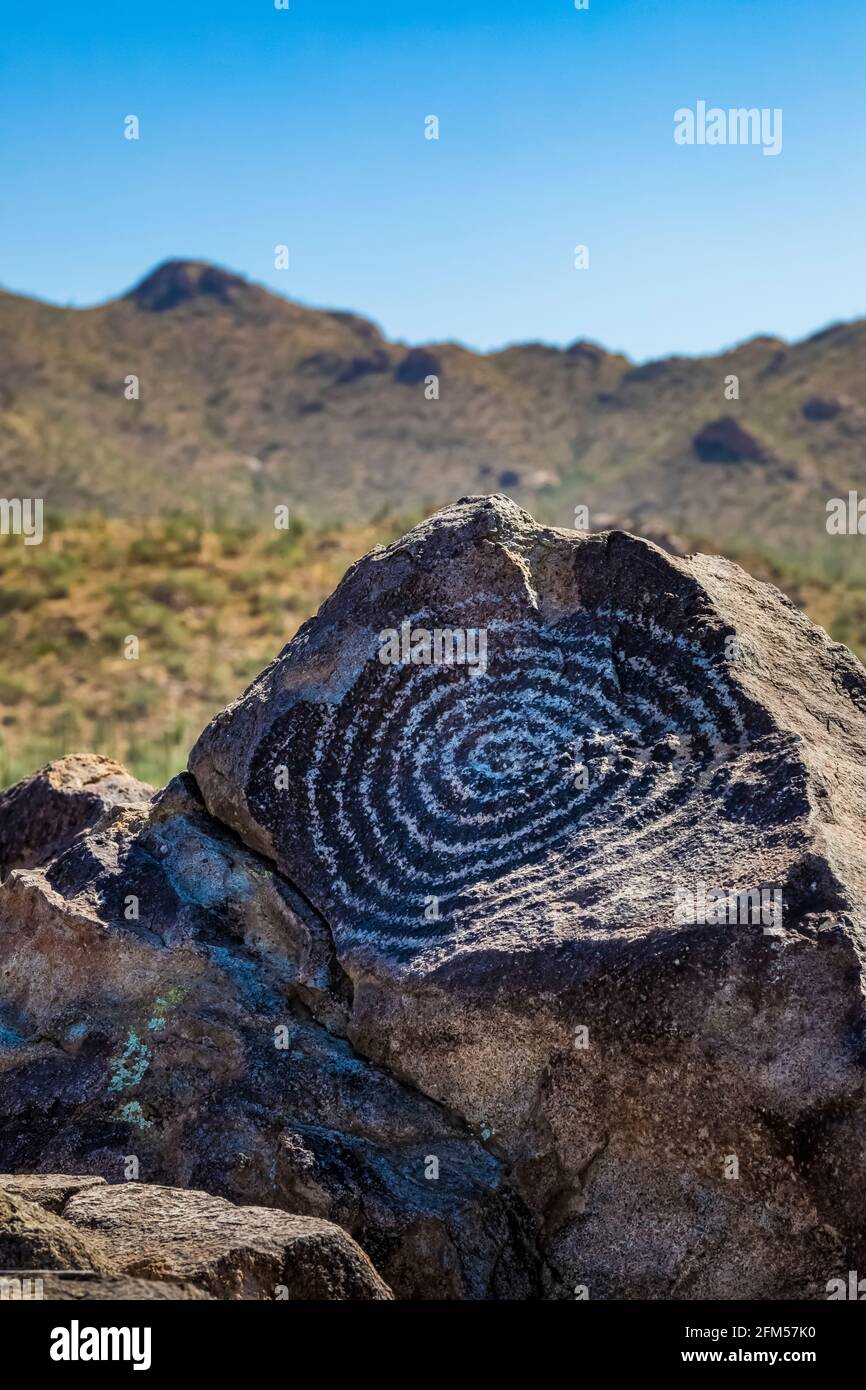 Magnificent spiral, one of the petroglyphs at Signal Hill made by ...