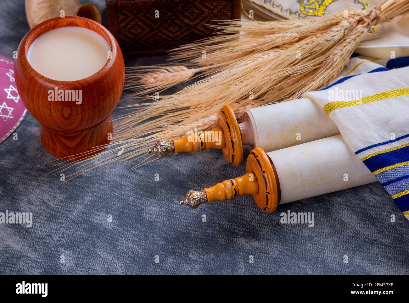 Torah and tallis in the celebration traditional season Jewish holiday ...