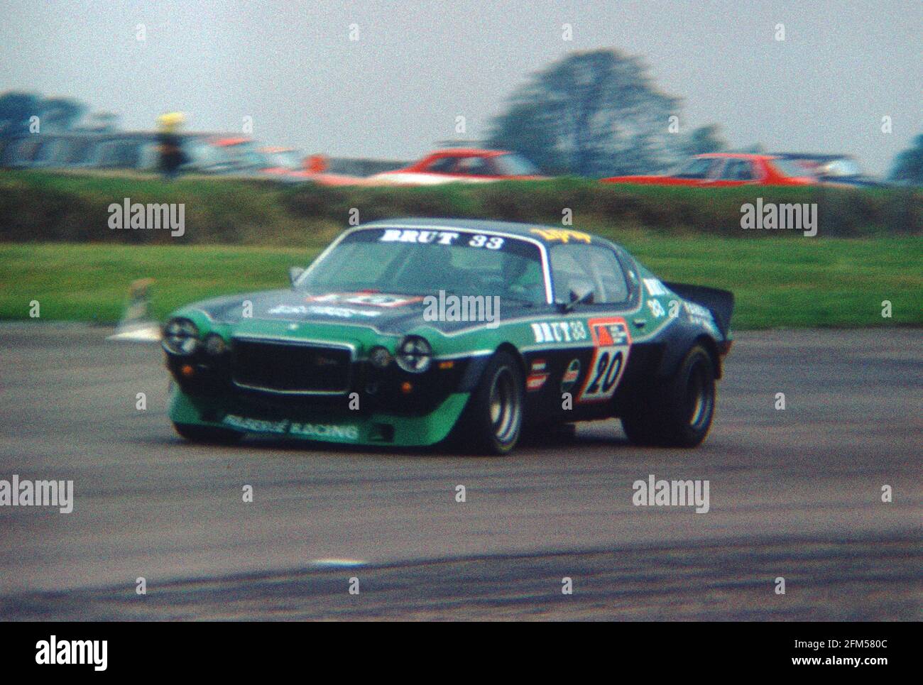The Stuart Graham - Reine Wisell Z28 Chevrolet Camaro at speed during the 1976 ETCC Tourist ...