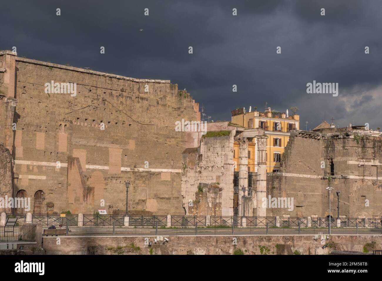 Beautiful view of Rome in Italy. The ancient historical ruins, famous ...