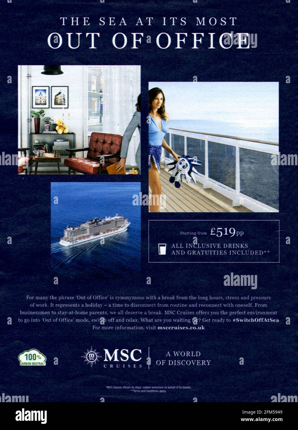 2020s UK MSC Cruises Magazine Advert Stock Photo - Alamy