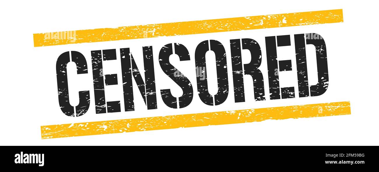 CENSORED text on black yellow grungy lines stamp sign Stock Photo - Alamy