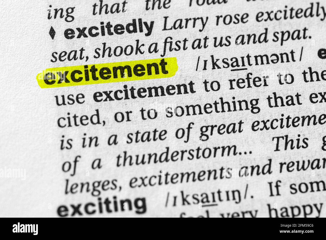 Highlighted word excitement concept and meaning Stock Photo - Alamy