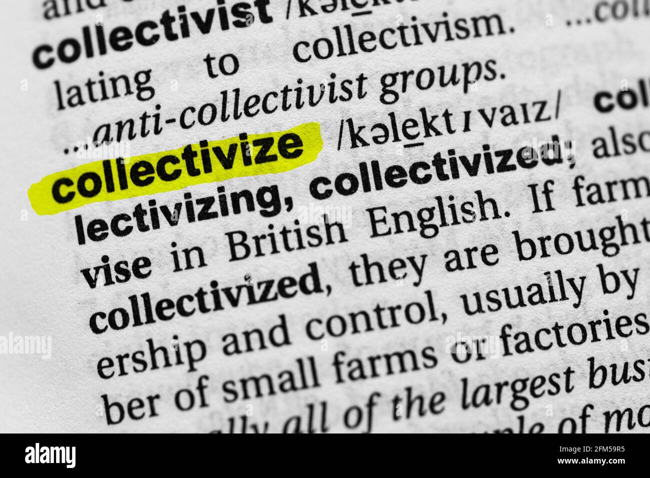 Highlighted word collectivize concept and meaning Stock Photo - Alamy