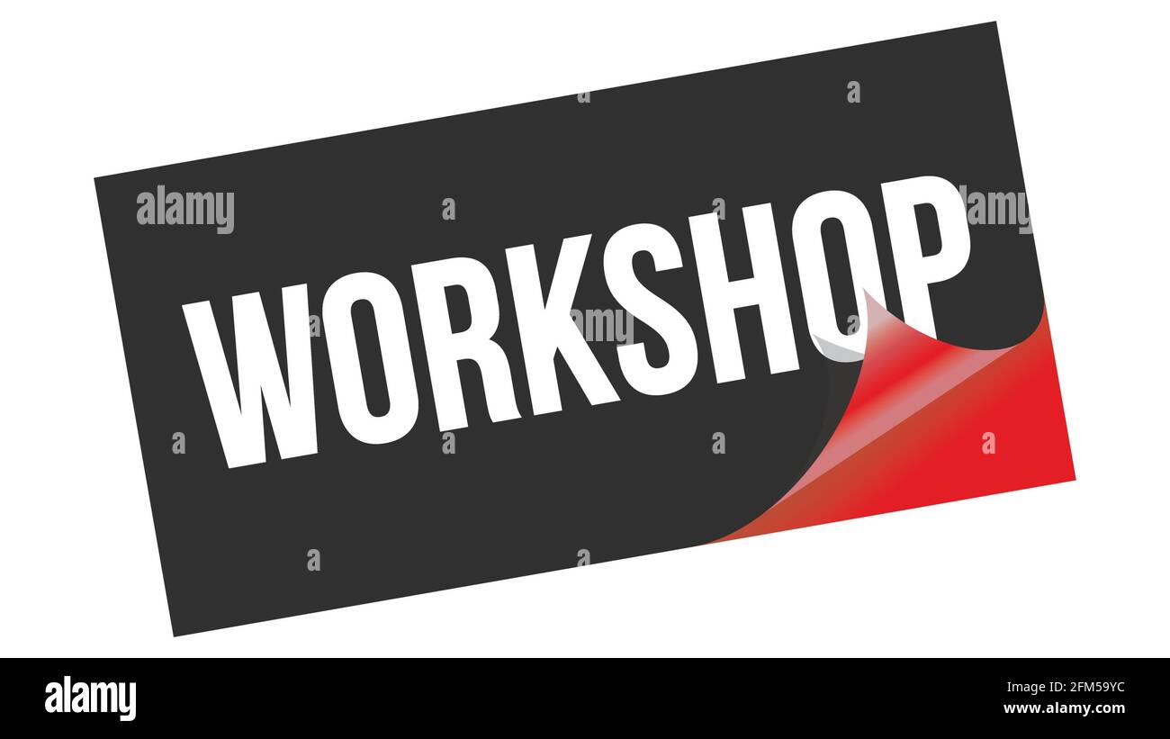 WORKSHOP text written on black red sticker stamp Stock Photo - Alamy