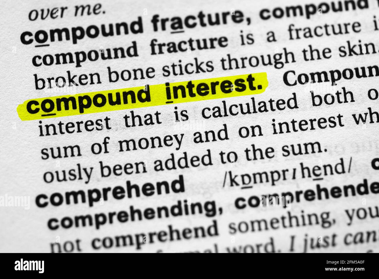 Highlighted word compound interest concept and meaning Stock Photo - Alamy
