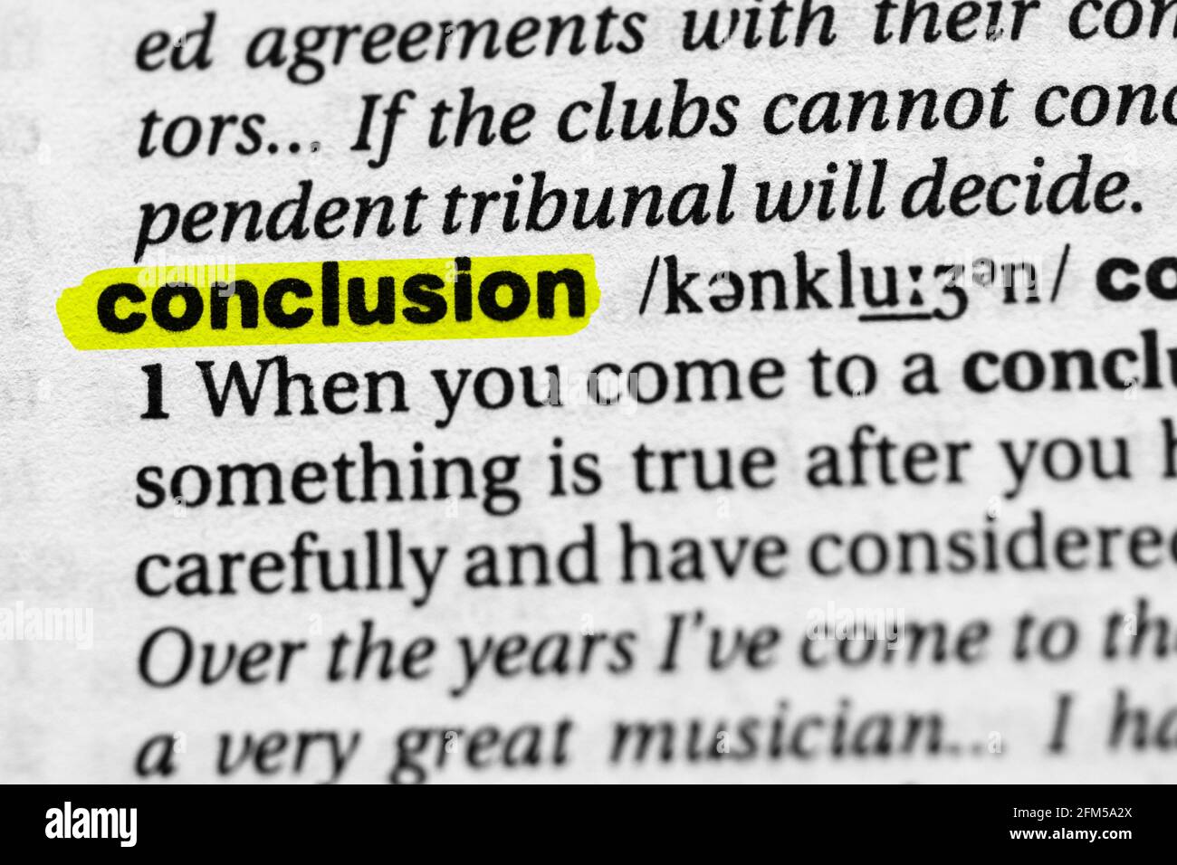 Highlighted word conclusion concept and meaning Stock Photo - Alamy