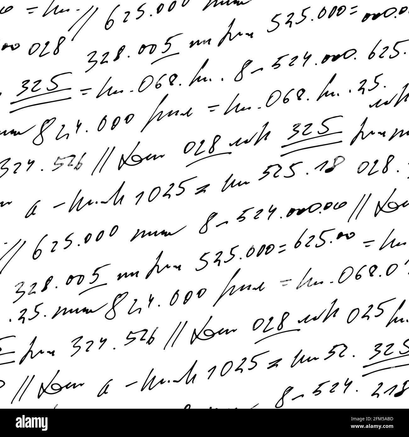 Handwritten abstract text and numbers vector seamless pattern, vector ...