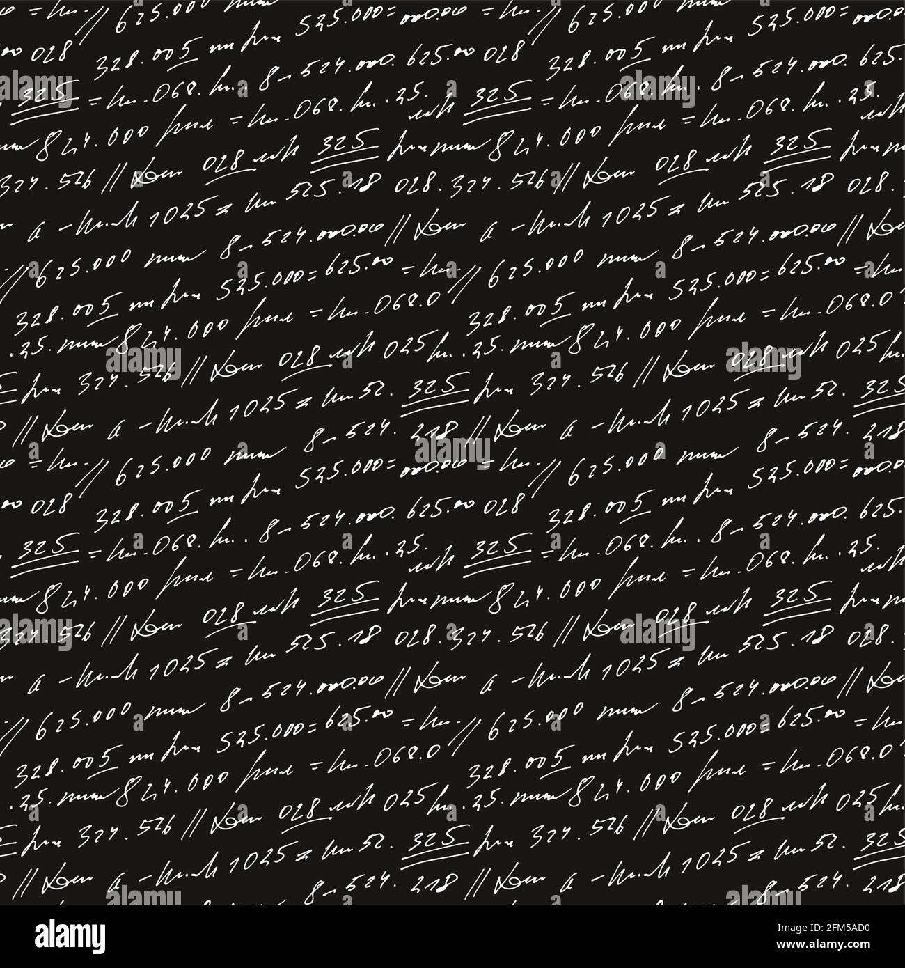 Handwritten Abstract Text And Numbers Vector Seamless Pattern Vector
