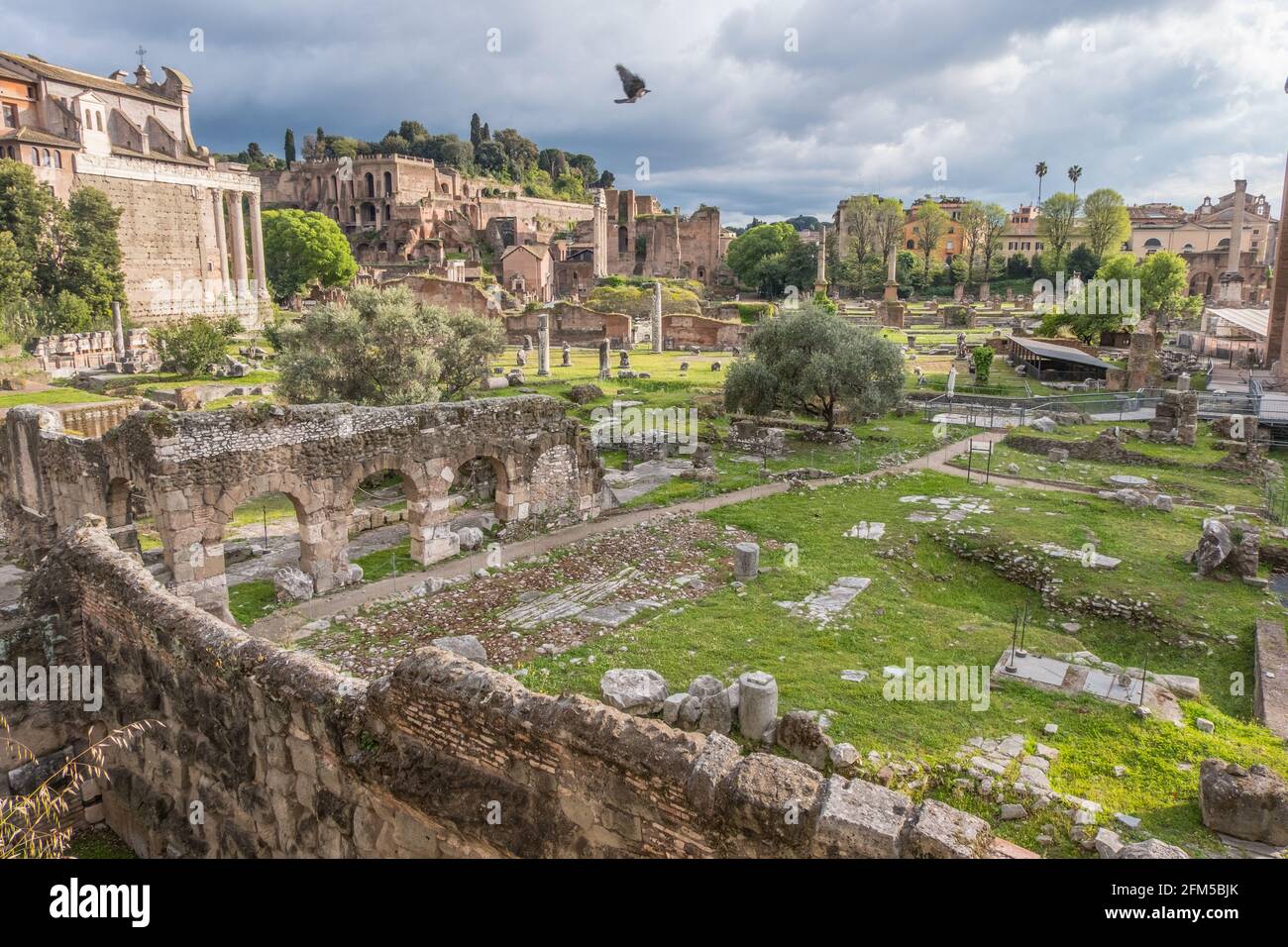 Beautiful view of Rome in Italy. The ancient historical ruins, famous ...