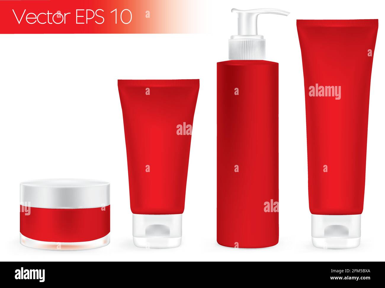 Packaging containers red color, package cream, Beauty products set ...