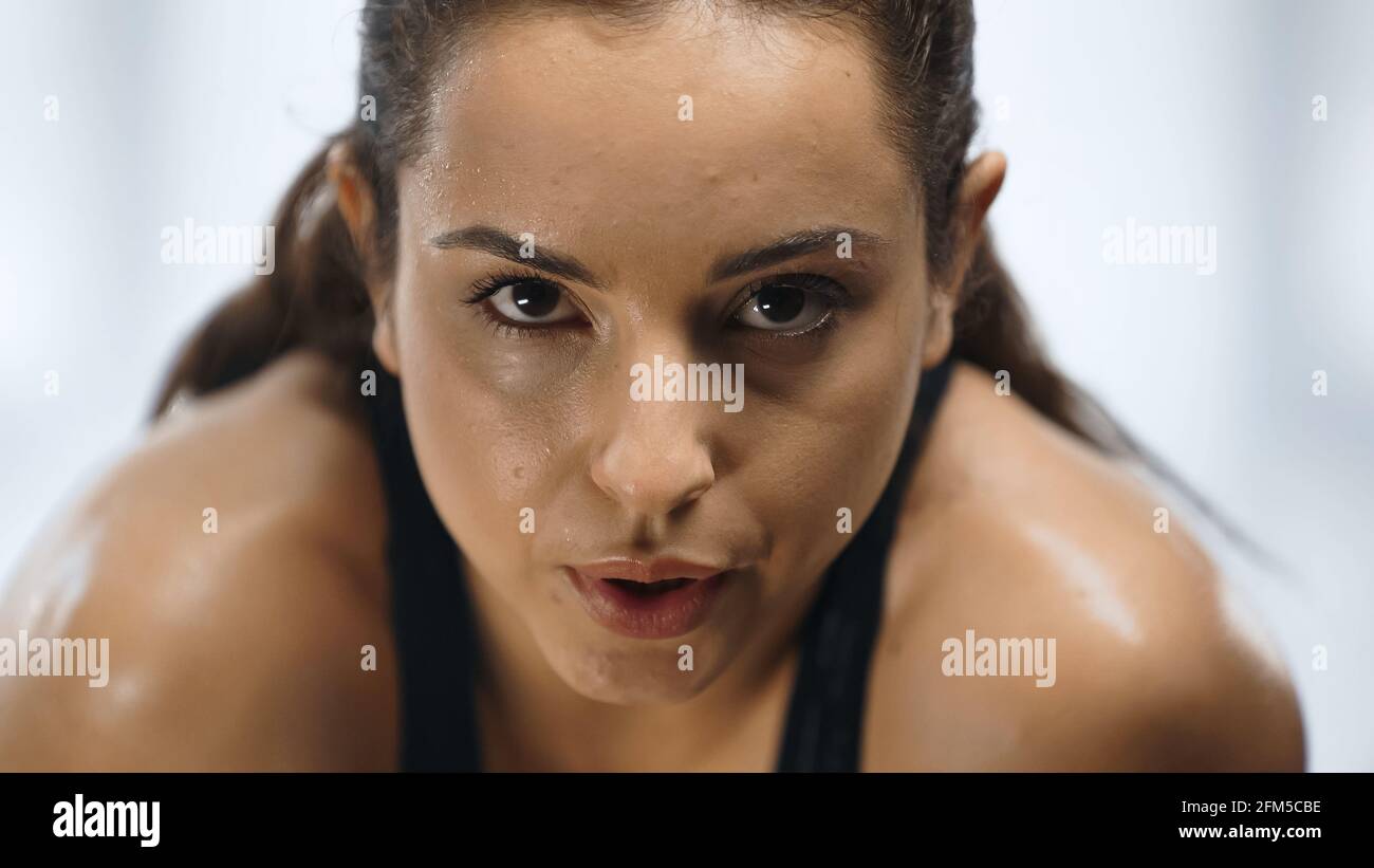 Face sportswoman working out in hi-res stock photography and images - Alamy