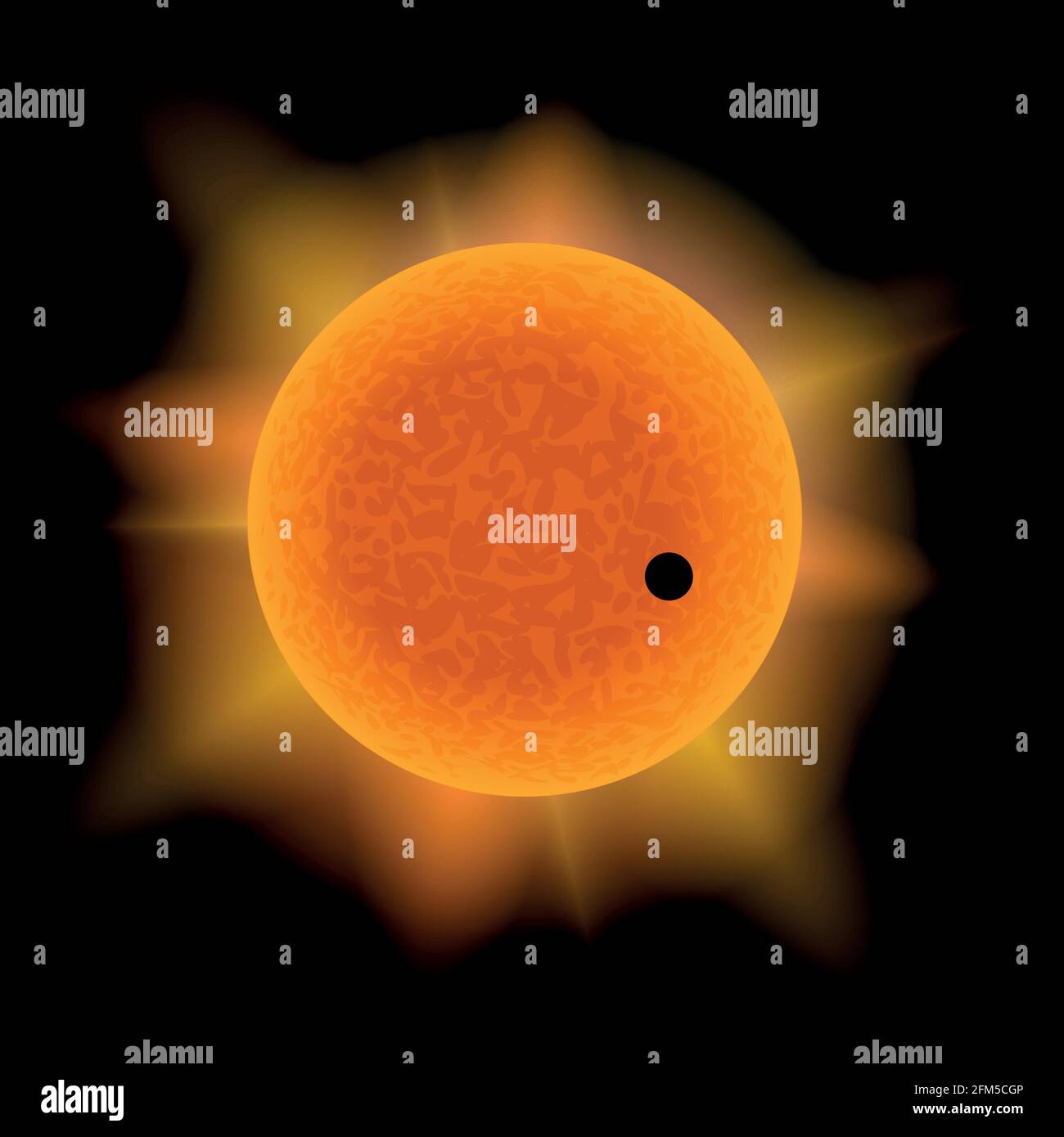 Exoplanet in front of the star, vector illustration Stock Vector Image ...