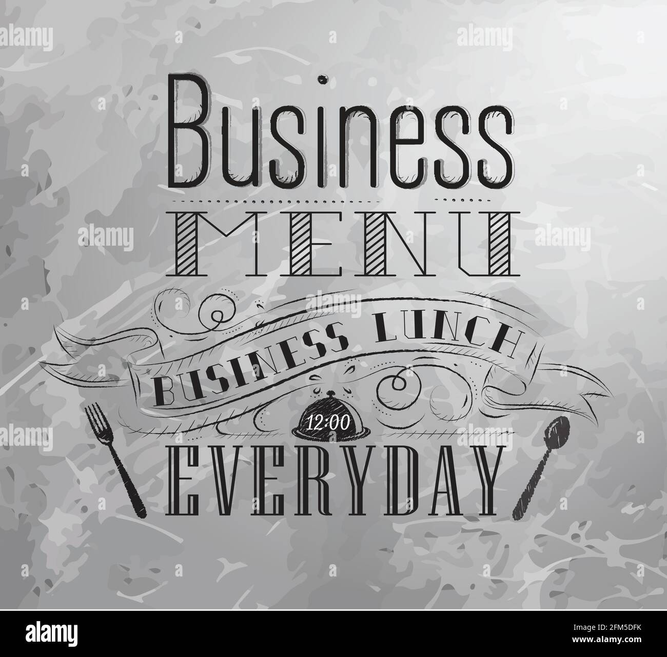 Business menu lettering business lunch everyday stylized drawing with ...