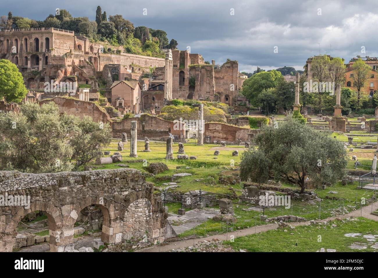 Beautiful view of Rome in Italy. The ancient historical ruins, famous ...