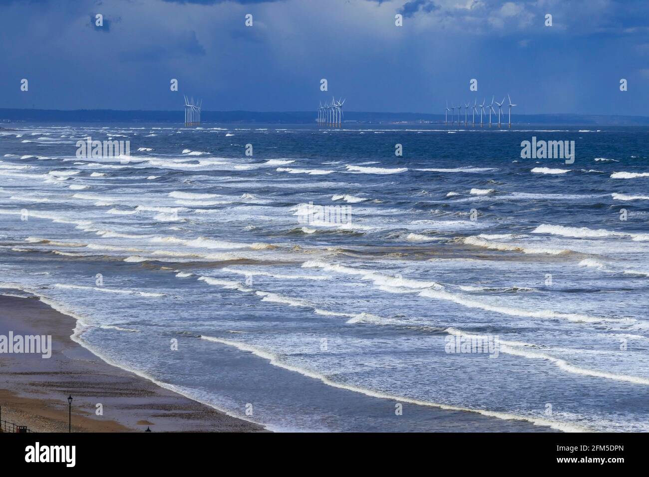 Redcar wind farm from Saltburn by the Sea, seaside resort, North ...