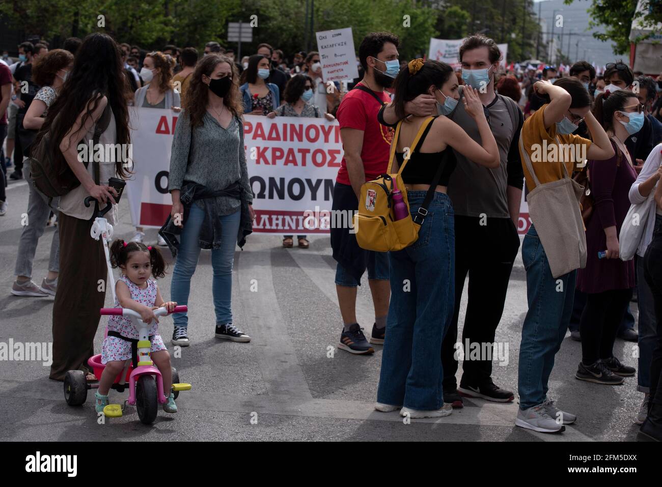 Athens, Greece. 6th May, 2021. Members of PAME the workers' union ...