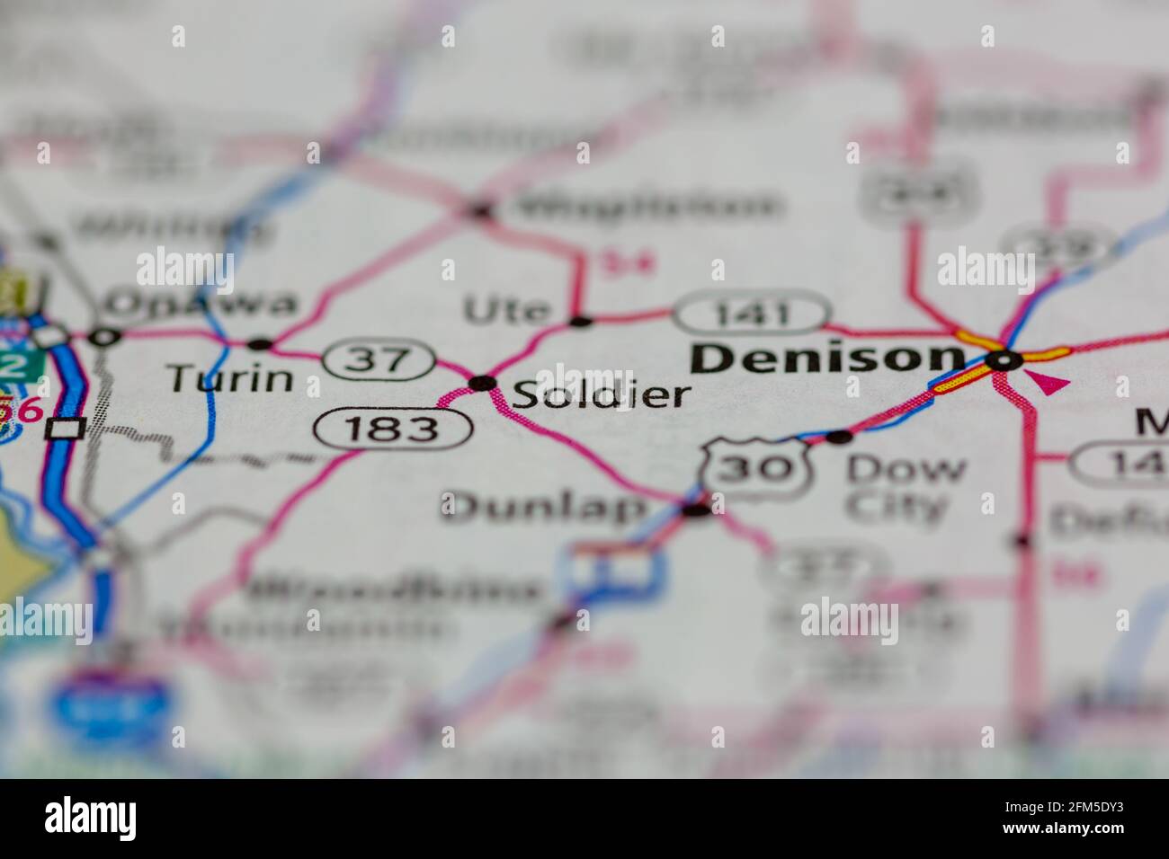 Soldier Iowa USA Shown on a Geography map or road map Stock Photo - Alamy