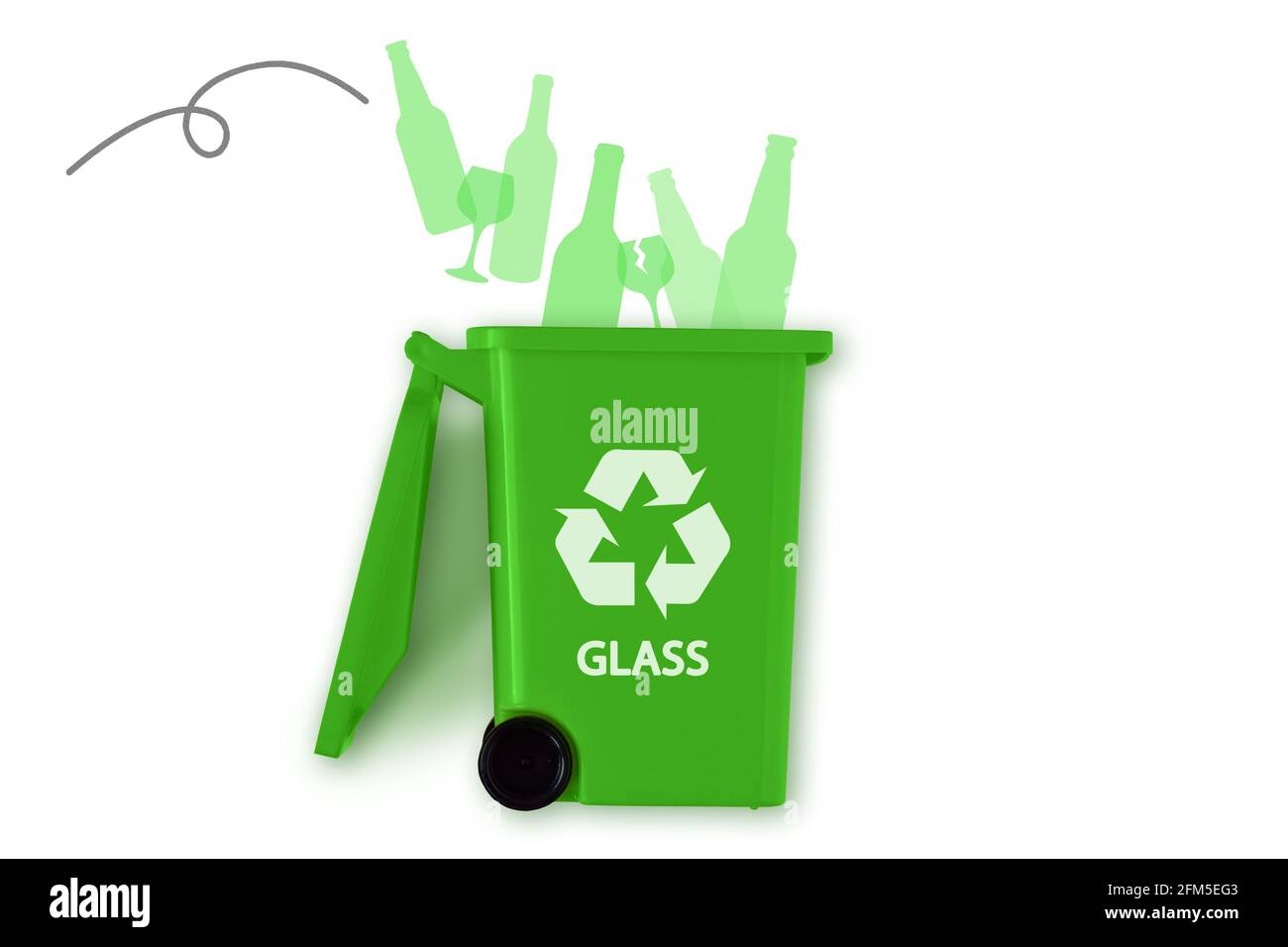 Glass recycle garbage can - Concept of recycling and ecology Stock ...