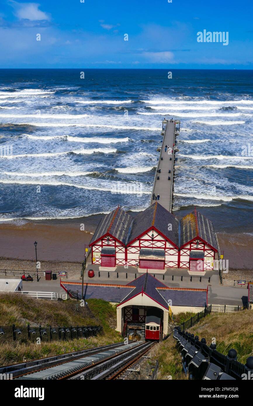 Saltburn by the Sea with pier, seaside resort, North Yorkshire, England ...